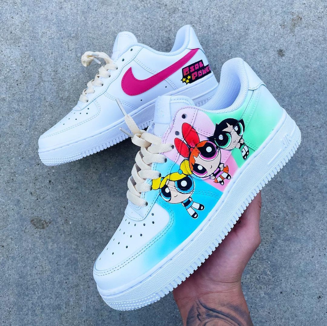 Custom Air Force 1 Shoes Powerpuff Girls Pink Teal – insdrip