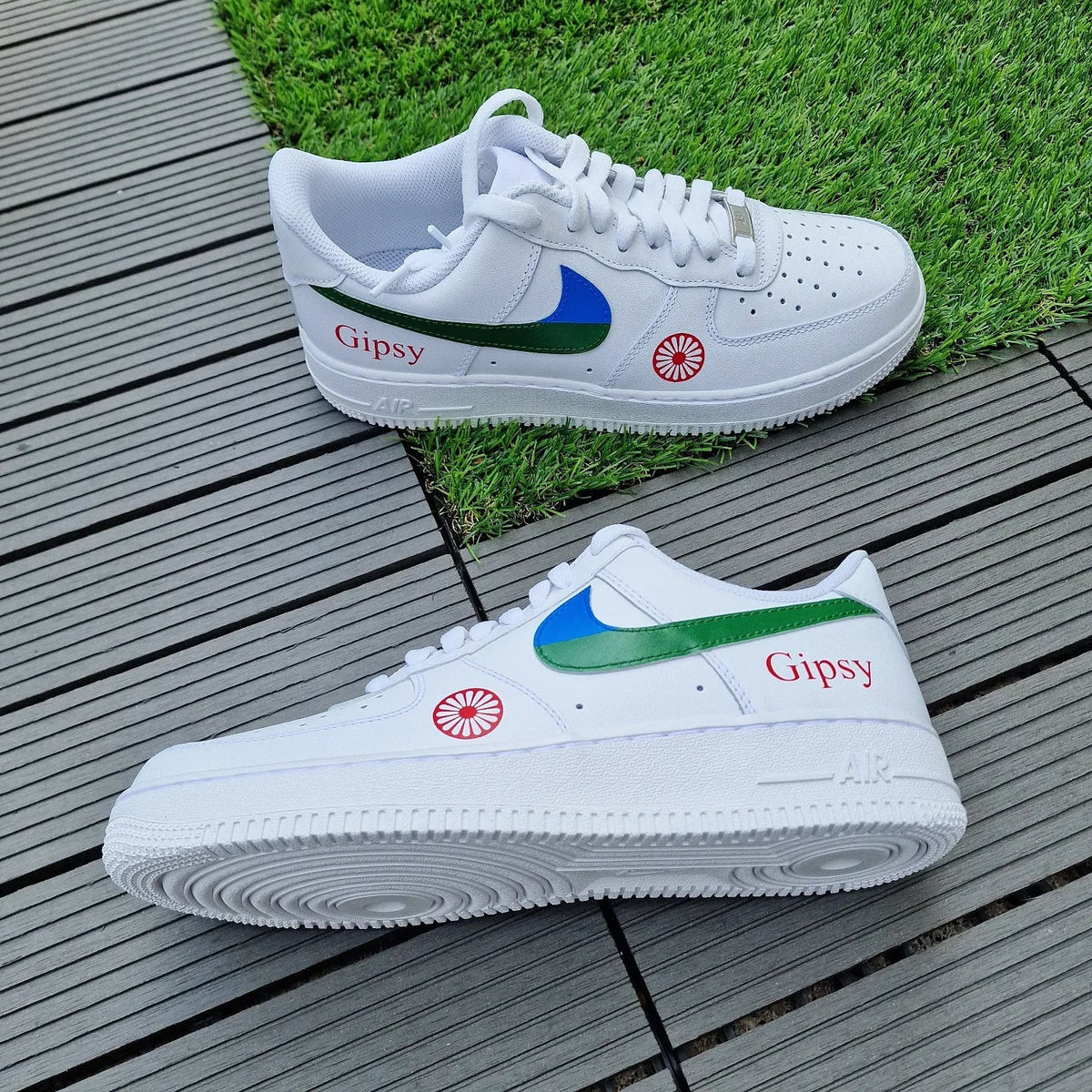 Custom Air Force 1 White With Gipsy Text And Flower Logo – insdrip