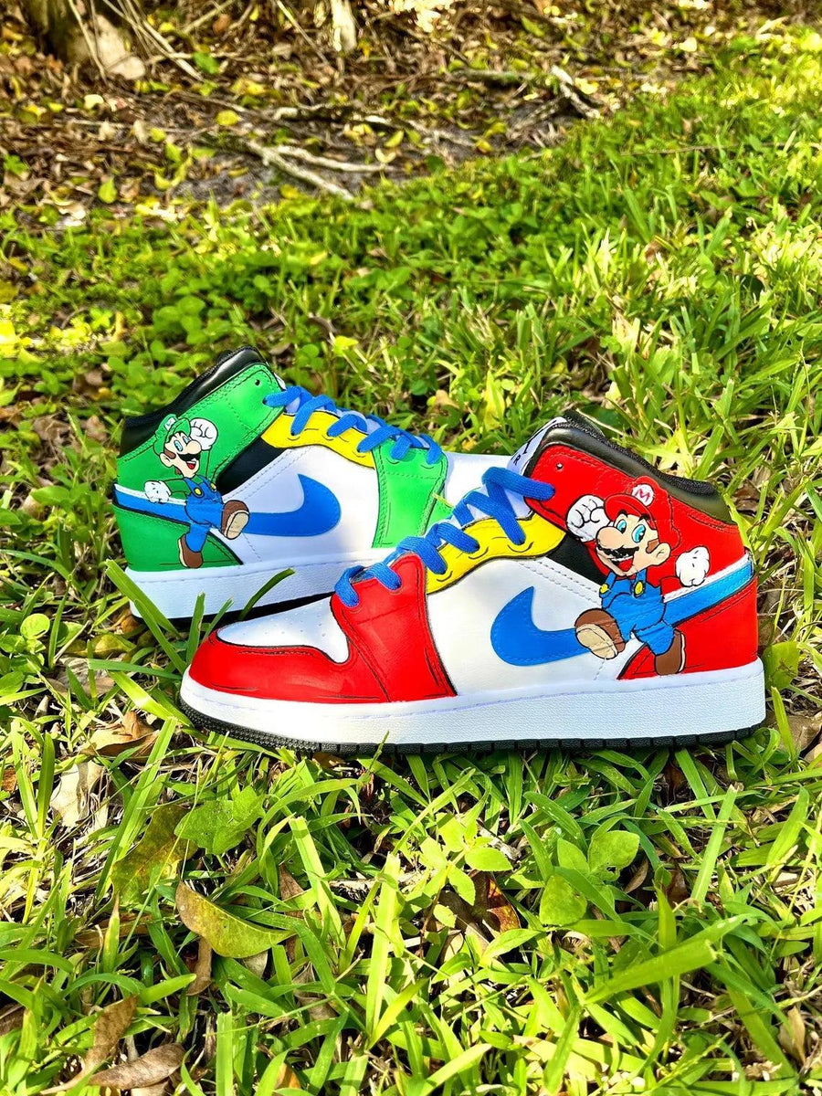 Custom Air Jordan 1 Red Green White Mario Theme – insdrip