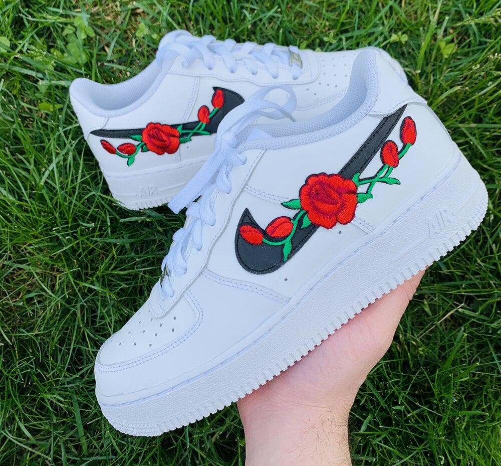 Custom Air Force 1 Red Rose – insdrip